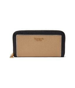 kate spade new york morgan color-blocked saffiano leather zip around continental wallet cafe mocha multi one size