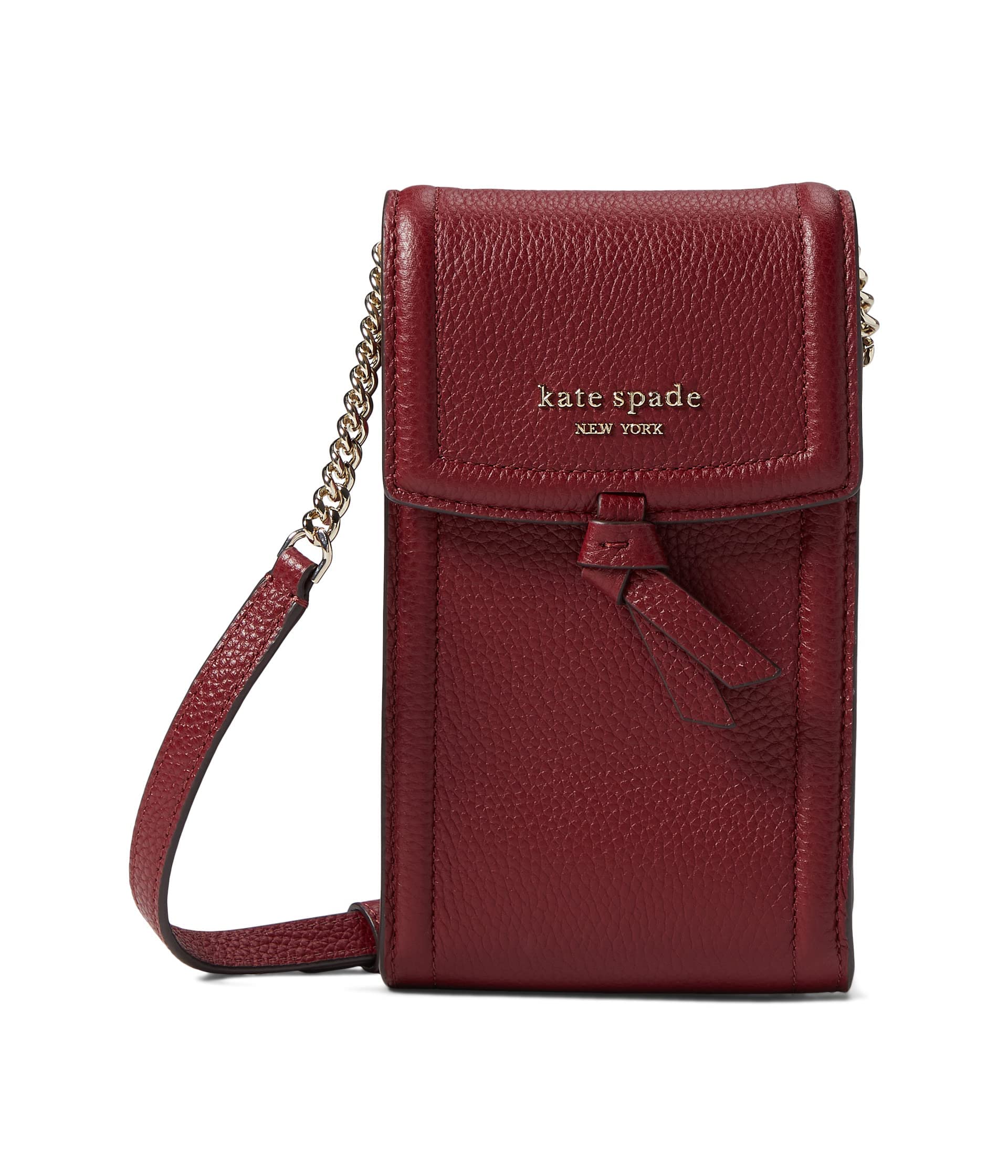 Kate Spade New York® Knott Pebbled Leather North/South Crossbody Shoulder Bag – Magnetic Snap Closure Autumnal Red One Size One Size