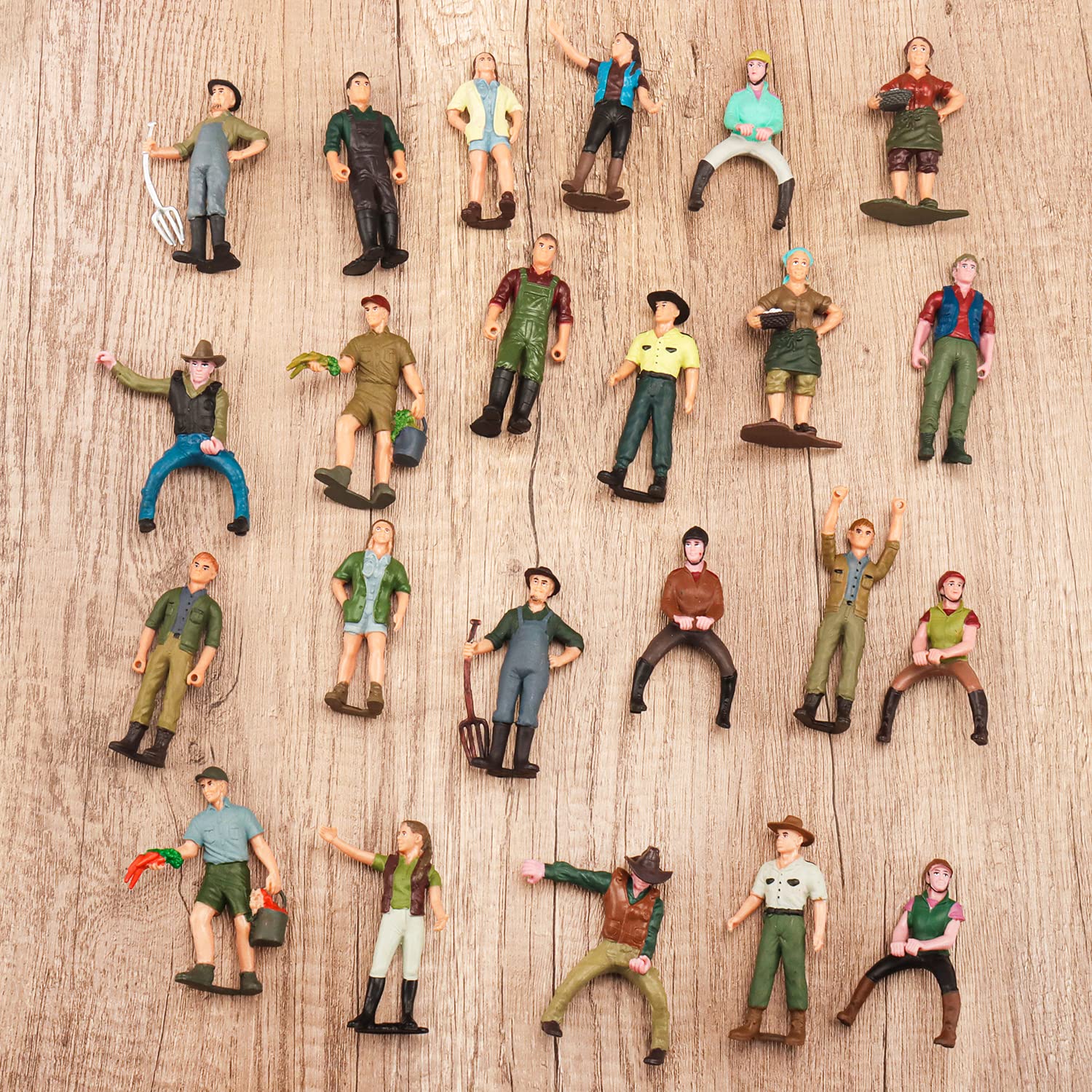 Hiawbon 26 Pcs Farmer People Action Figures Realistic Miniature Hand Painted Rider Figurines for Birthday Gifts