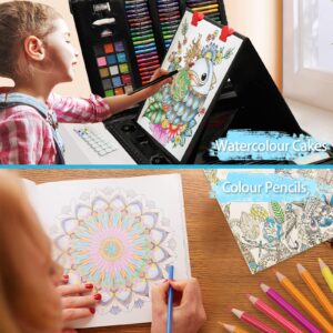 Florarich Art Supplies Set for Kids, 274 PCS Drawing Art Kits for Kids 6-9-12 Girls Boys, Double Sided Trifold Easel, with Oil Pastels, Crayons, Colored Pencils, Sketch Pad