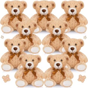 hydren 9 pcs 14 inch wedding gift bear stuffed animals bears soft plush bears cute bears dolls for baby shower birthday valentine gift home decoration (light brown)