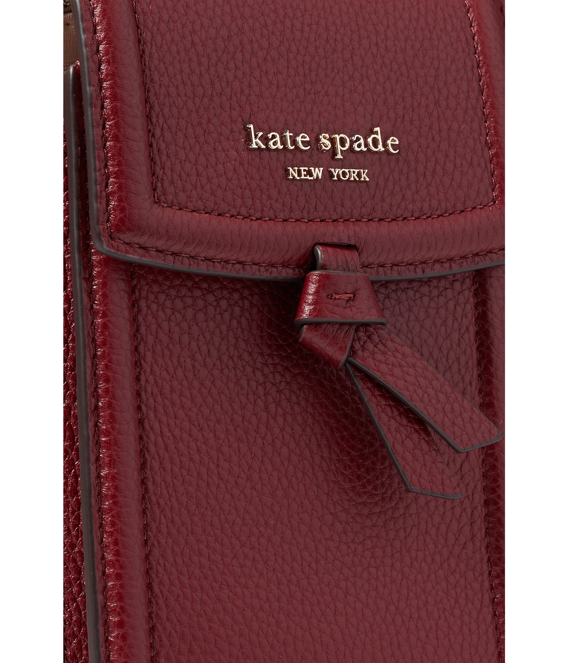 Kate Spade New York® Knott Pebbled Leather North/South Crossbody Shoulder Bag – Magnetic Snap Closure Autumnal Red One Size One Size