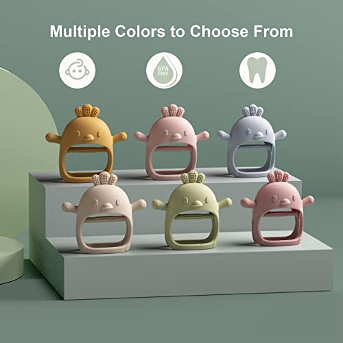 Silicone Baby Teether Toy .Dust-Proof Infants Chew Toys & Soothing Pacifier 2-in-1，Anti-Dropping Silicone Baby Wrist Teether Soothing Pacifier(1 Packs) Beige