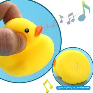 50-Pieces Float & Squeak Mini Rubber Duck Baby Bath Ducky Sound Shower Toys for Kids, Mini Round Eye Rubber Ducks Baby Shower Toy for Toddlers Boys Girls