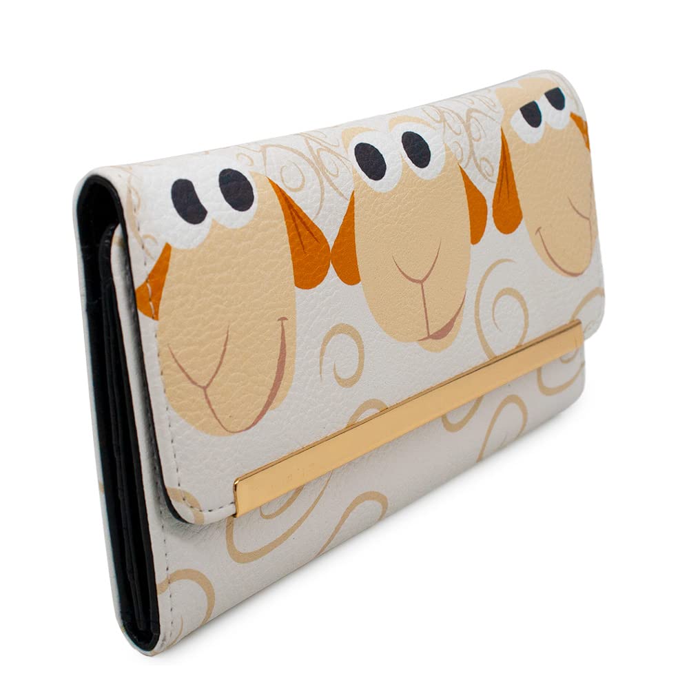 Disney Wallet, Envelope Foldover, Pixar, Toy Story, Sheep Trio Billy Goat and Gruff Pose, White, Vegan Leather