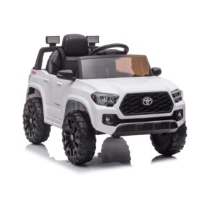 segmart 12v electric cars for kids, official licensed toyota tacoma ride on car, remote control truck kids car for boys & girls, battery powered kids' electric vehicles with mp3/fm, led lights (white)