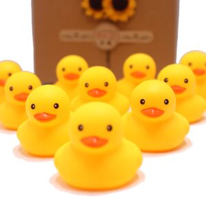 50-Pieces Float & Squeak Mini Rubber Duck Baby Bath Ducky Sound Shower Toys for Kids, Mini Round Eye Rubber Ducks Baby Shower Toy for Toddlers Boys Girls