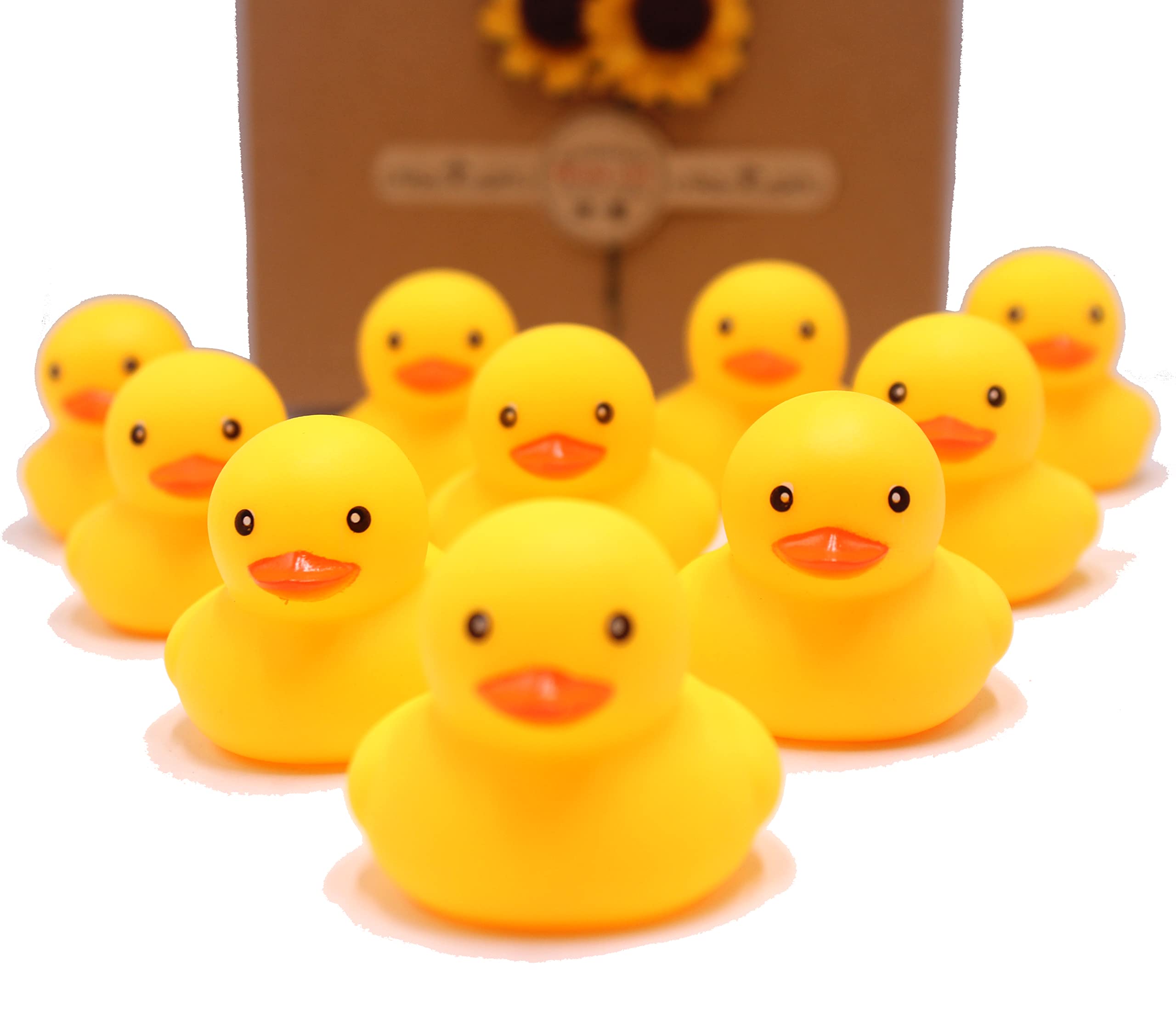 50-Pieces Float & Squeak Mini Rubber Duck Baby Bath Ducky Sound Shower Toys for Kids, Mini Round Eye Rubber Ducks Baby Shower Toy for Toddlers Boys Girls