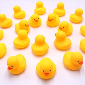 50-Pieces Float & Squeak Mini Rubber Duck Baby Bath Ducky Sound Shower Toys for Kids, Mini Round Eye Rubber Ducks Baby Shower Toy for Toddlers Boys Girls