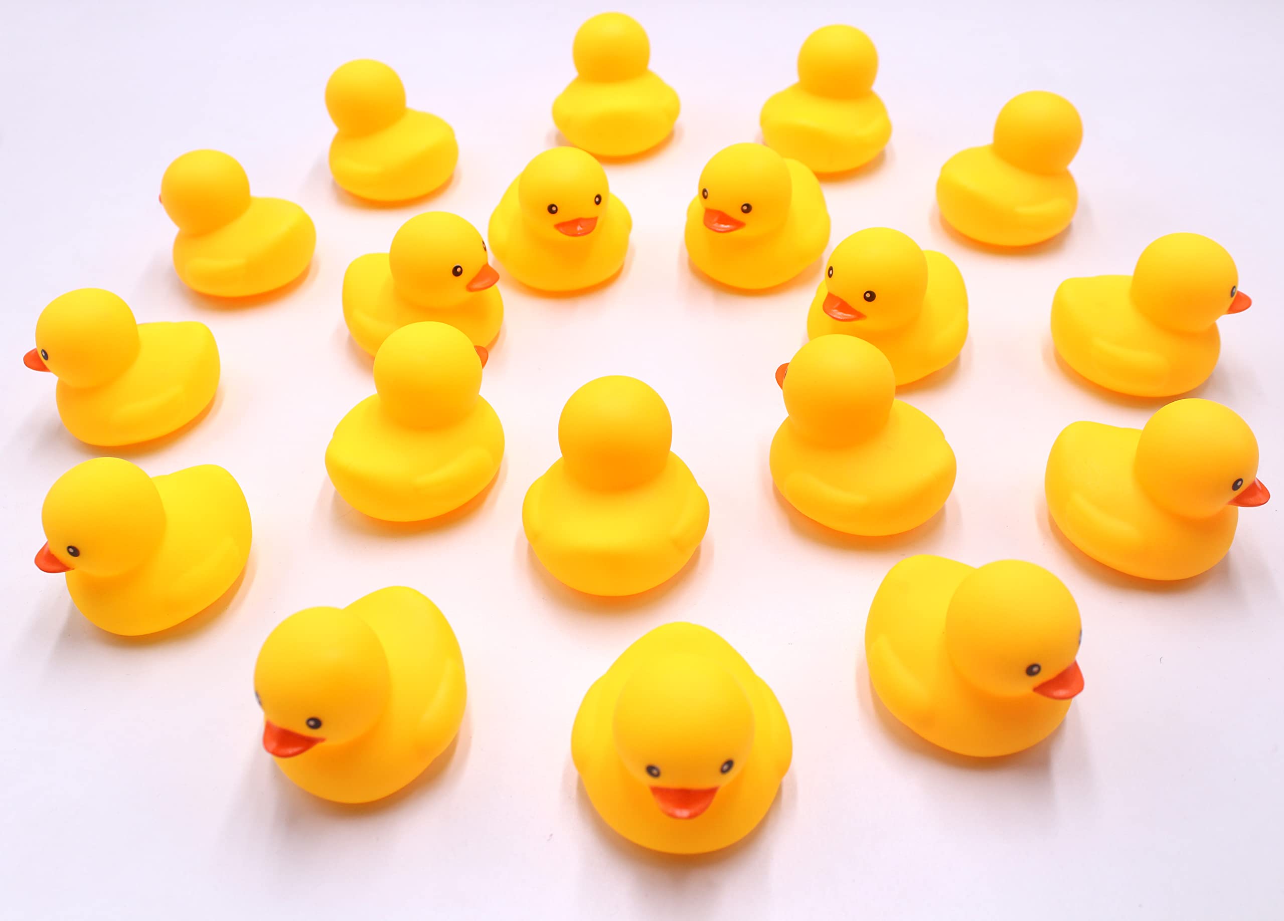 50-Pieces Float & Squeak Mini Rubber Duck Baby Bath Ducky Sound Shower Toys for Kids, Mini Round Eye Rubber Ducks Baby Shower Toy for Toddlers Boys Girls