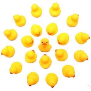 50-pieces float & squeak mini rubber duck baby bath ducky sound shower toys for kids, mini round eye rubber ducks baby shower toy for toddlers boys girls