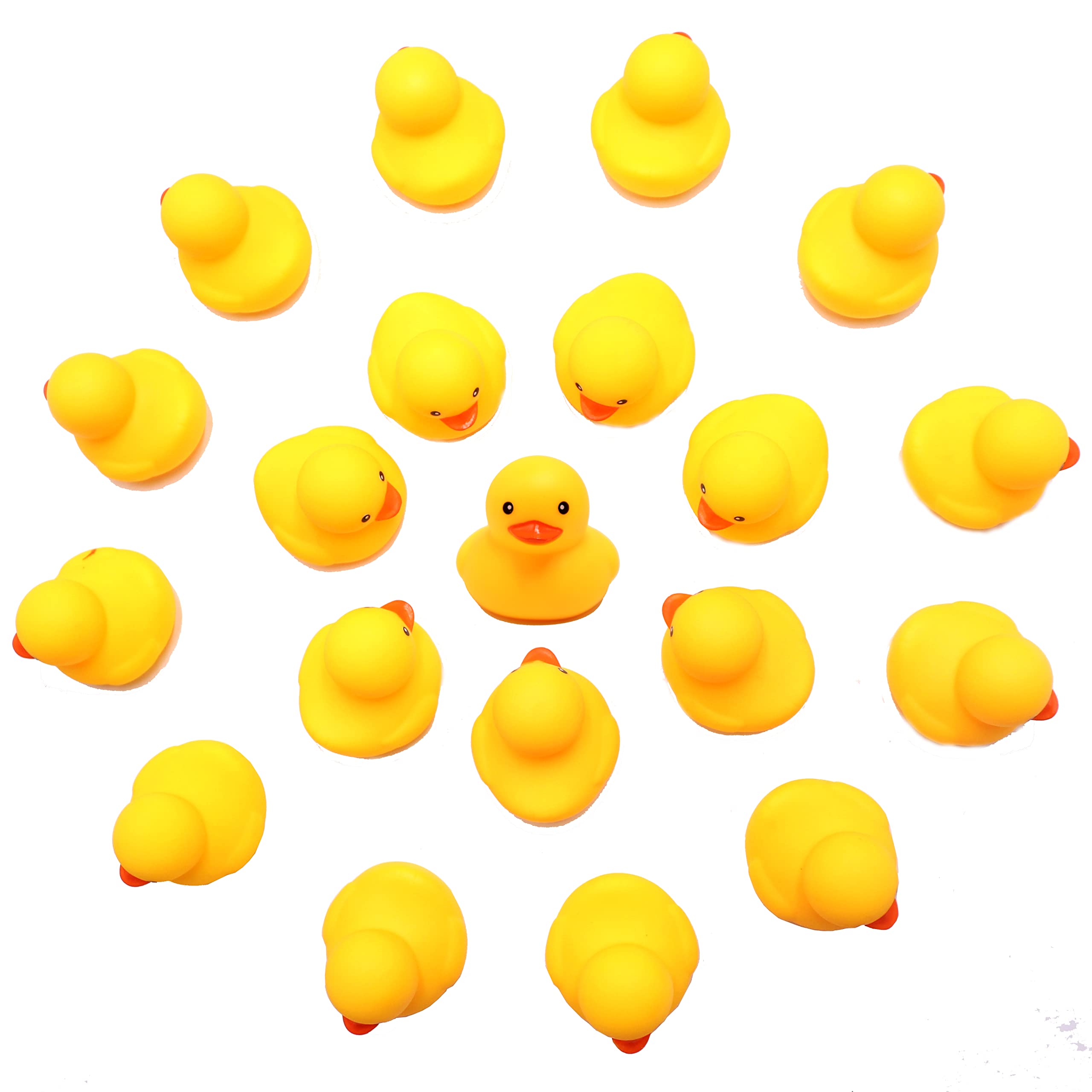 50-Pieces Float & Squeak Mini Rubber Duck Baby Bath Ducky Sound Shower Toys for Kids, Mini Round Eye Rubber Ducks Baby Shower Toy for Toddlers Boys Girls