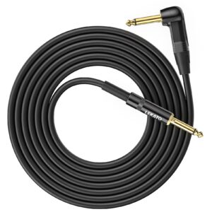 LEKATO Guitar Cable with Mute Button, Instrument Cable 20 ft Guitar Audio Cable for Electric Guitar, Bass, Professional Electric AMP Cord with Dual Mute Plug Ends, 1/4" Right Angle to Straight Plug