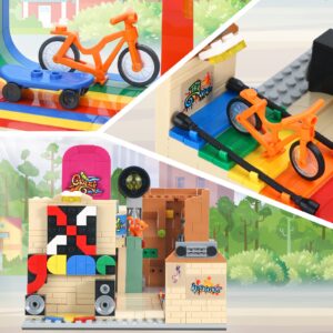 Skate Park Friends Building Set 575 PCS, Skateboard Toys for Kids Cool City Sports, with 4 Mini Dolls, Toy Scooter Sports Theme Park Building Playset for Boys and Girls Aged 6-12