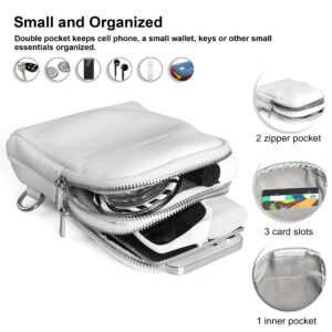 Befen Genuine Leather Crossbody Sling Bags for Women, Small Genuine Leather Cell Phone Wallet Purse Fanny Packs Belt Bag for Adult Walking(White)