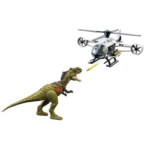 Jurassic World Extreme Damage Pack Combat with Helicopter Play Set for Kids Ages 4+, Multi-Colour