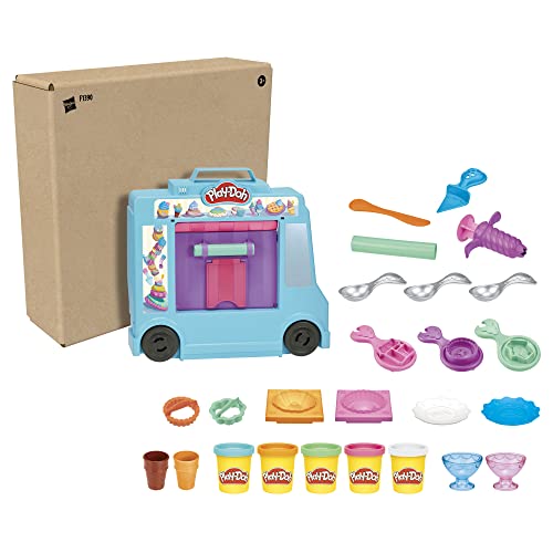 Play-Doh Kitchen Creations Ice Cream Truck Toy Playset for Kids, 20 Play Kitchen Accessories, 5 Colors, Preschool Toys for 3 Year Old Girls and Boys and Up