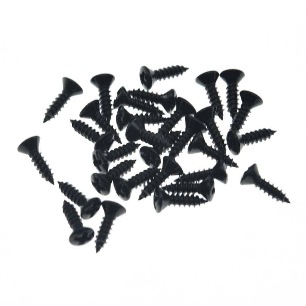 KAISH 30pcs Premium Stainless Steel #3 x 3/8" Guitar Bass Pickguard Screws Back Plate Screw Switch Plate Screws for USA Les Paul/SG Black