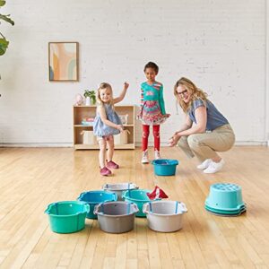 ECR4Kids Stepping Buckets with Storage Carry Bag, Balance Stones, Contemporary, 10-Piece