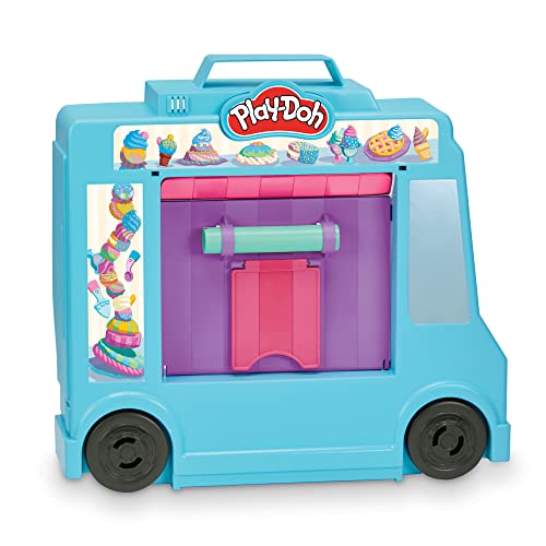 Play-Doh Kitchen Creations Ice Cream Truck Toy Playset for Kids, 20 Play Kitchen Accessories, 5 Colors, Preschool Toys for 3 Year Old Girls and Boys and Up