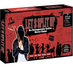 let's split up - an outrageous horror spoof game | ages 12+, 4-12 players | halloween games for teens | horror board games alternative | outdoor games | teen boys gift ideas | pulse-pounding thrills!