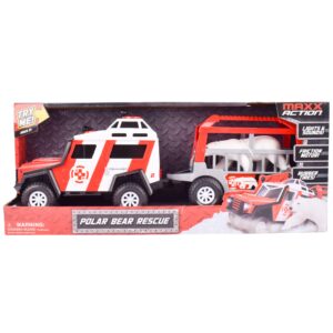 Sunny Days Entertainment Maxx Action Lights & Sounds Snow Vehicle with Trailer - Polar Bear Transport (320674)