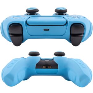 CHIN FAI Ergonomic Soft Grip Skin for PS5 Controller, Anti-Slip Silicone Controller Cover for PlayStation 5 Controller with 6 Thumb Grips Accessories Set (Starlight Blue)