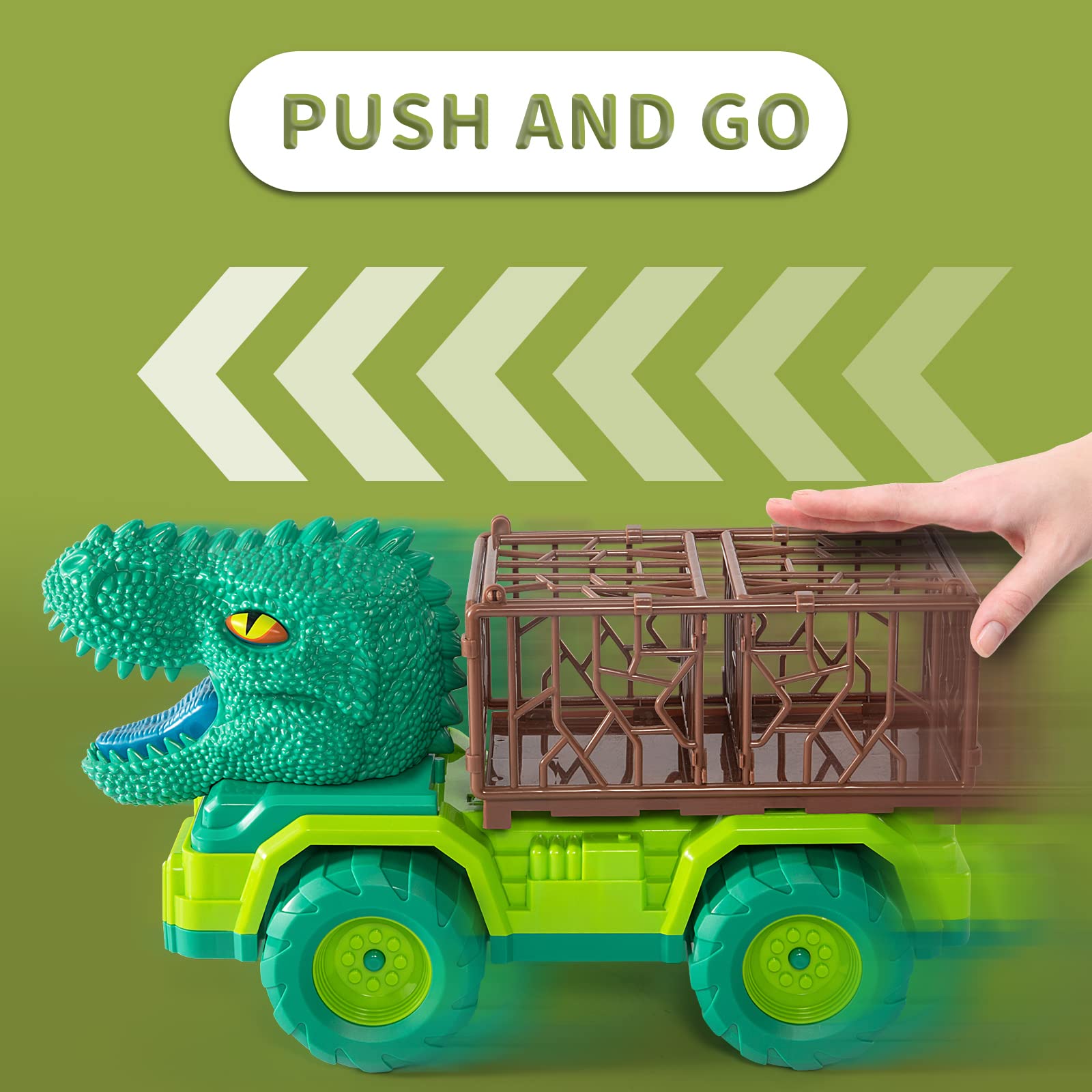 TEMI 25 in 1 Tyrannosaurus Rex Dinosaur Carrier Truck Set, Toddler Dinosaur Transport Car Toys for Kids 3-5 with Play Mat, 18 Dino Figures, Eggs, Capture Dinosaurs Playset for 3 4 5 6 7+ Year Old