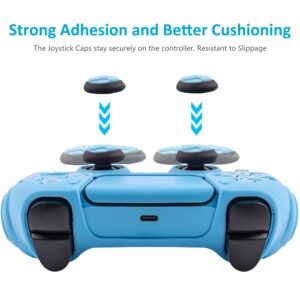 CHIN FAI Ergonomic Soft Grip Skin for PS5 Controller, Anti-Slip Silicone Controller Cover for PlayStation 5 Controller with 6 Thumb Grips Accessories Set (Starlight Blue)