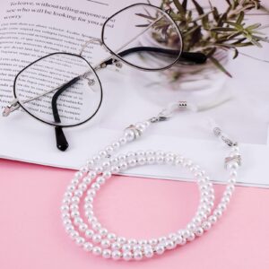 OCR White Pearl Beaded Eyeglass Chain, Acrylic Pearl Glasses Lanyard Sunglasses Chain Eyewear String Holder for Women