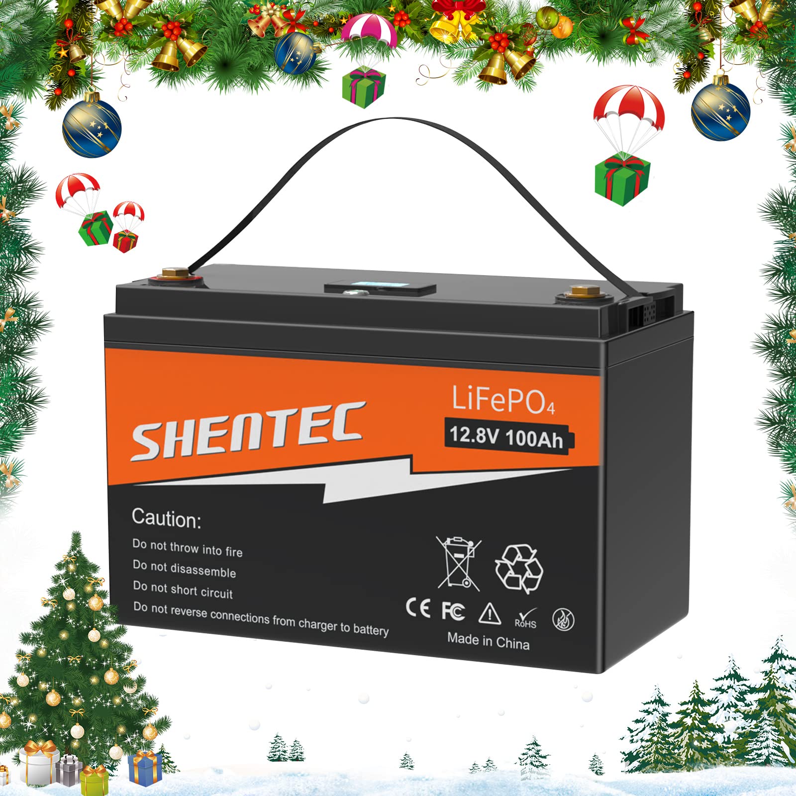 Shentec LiFePO4 Battery, 12V 100AH Lithium Battery,Deep Cycles|Rechargeable|Built-in BMS,Perfect for RV, Marine, Solar, Overland, Off-Grid Application