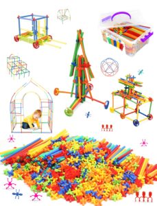 straw constructor toy 600pcs stem building toys set,upgrade interlocking plastic educational toys engineering building kit safety material creativity toy for 3-8 years boy and girl birthday gifts