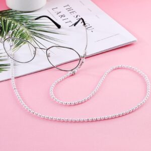 OCR White Pearl Beaded Eyeglass Chain, Acrylic Pearl Glasses Lanyard Sunglasses Chain Eyewear String Holder for Women