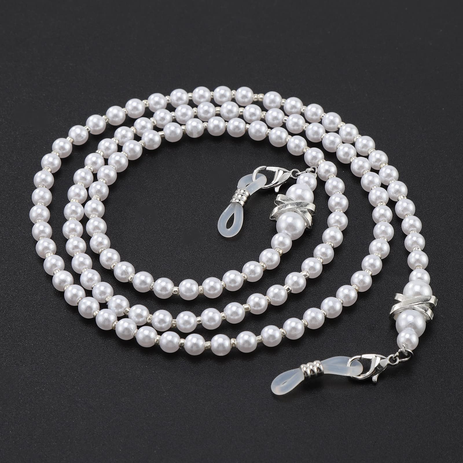 OCR White Pearl Beaded Eyeglass Chain, Acrylic Pearl Glasses Lanyard Sunglasses Chain Eyewear String Holder for Women