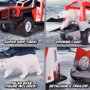 Sunny Days Entertainment Maxx Action Lights & Sounds Snow Vehicle with Trailer - Polar Bear Transport (320674)