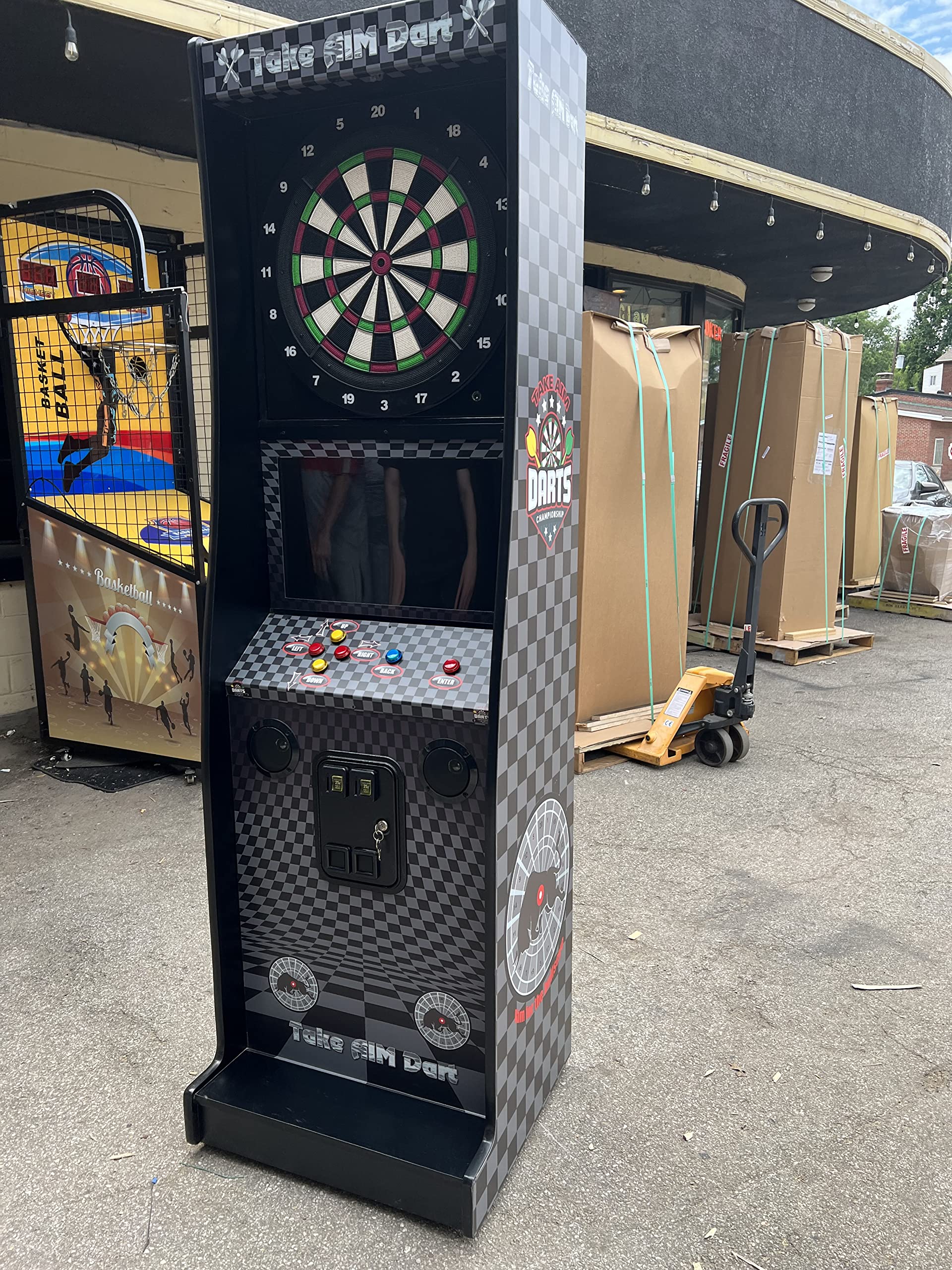 Coin Operated Electronic Dart Board- Heavy Duty for Commercial and Home Use with Both Coin and Free Play Option