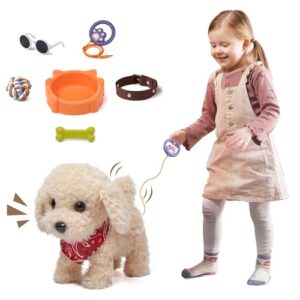 TUMAMA Remote Control Electronic Plush Puppy Dog Toy, Fun Interactive Toys,Walks,Barks,Shake Tail,Dress Up Realistic Stuffed Animal Dog, Gift for Girls Boys Age 3-6 Year Old