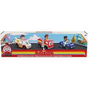 Disney Junior Firebuds, On The Move Rescue Team, 3 PK Diecast Metal Toy Car: Firetruck, Ambulance, and Police Car Kids Toys for Boys and Girls Ages 3+