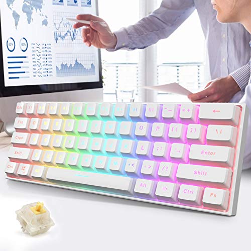 Pk61 61 Key Yellow Switchs USB Wired Waterproof Backlit Game Mechanical Keyboard DY7