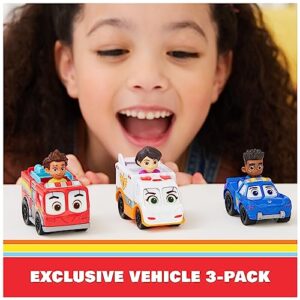 Disney Junior Firebuds, On The Move Rescue Team, 3 PK Diecast Metal Toy Car: Firetruck, Ambulance, and Police Car Kids Toys for Boys and Girls Ages 3+