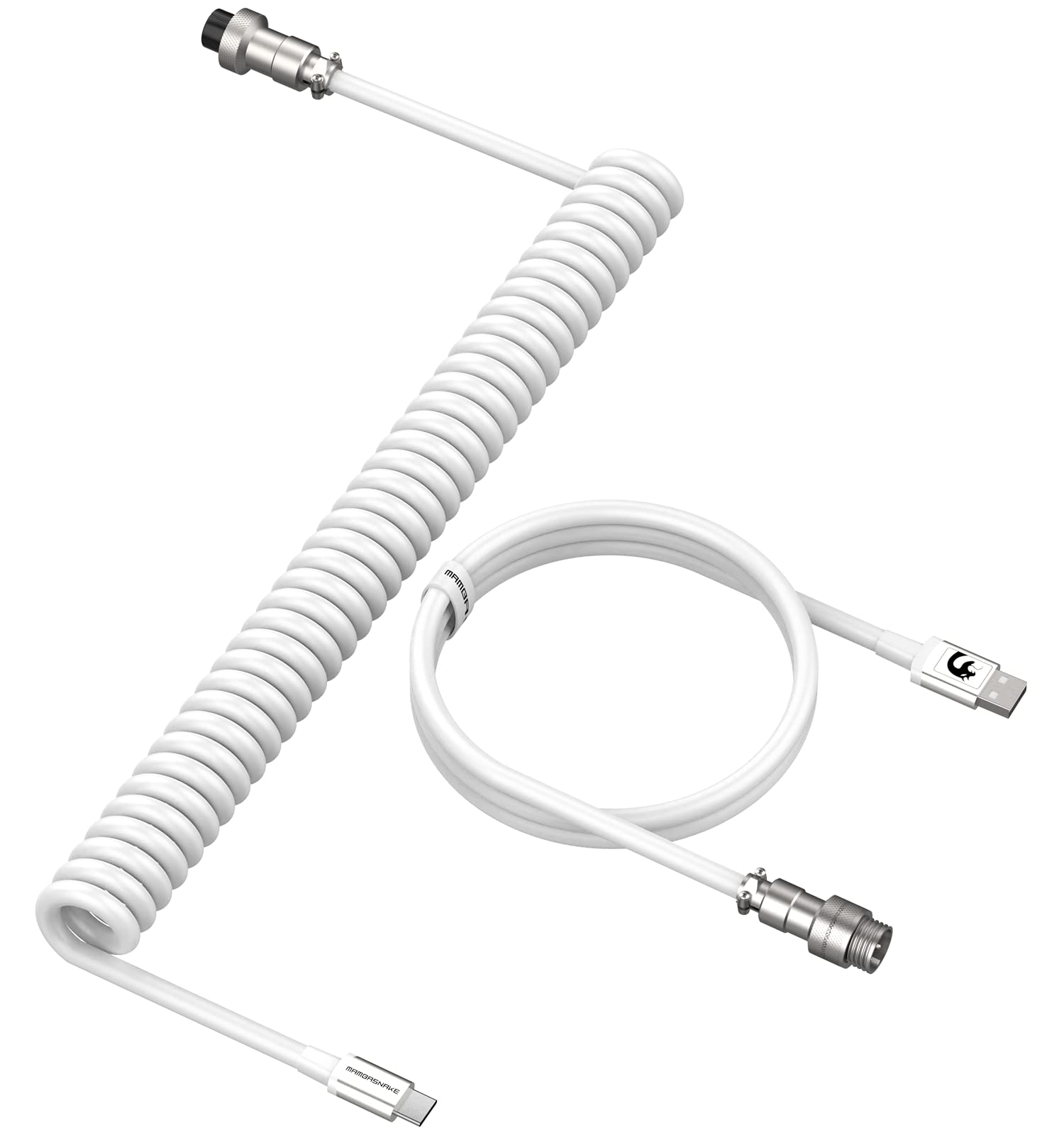 LexonElec Gaming Keyboard Cable, USB-Type C Dual Sleeve Stable Connection Mechanical Keyboard Cable, 2.0M (0.66 ft.) with Detachable Metal Flyer, Not Easy to Knot for PC Gamers(White)