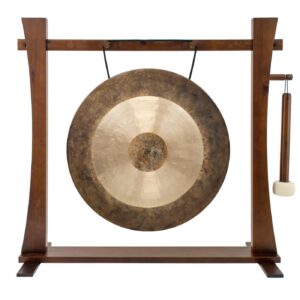 20" to 22" gongs on the spirit guide gong stand - 22" atlantis chau gong. includes gong, mallet, & stand/great for office & home/traditional style