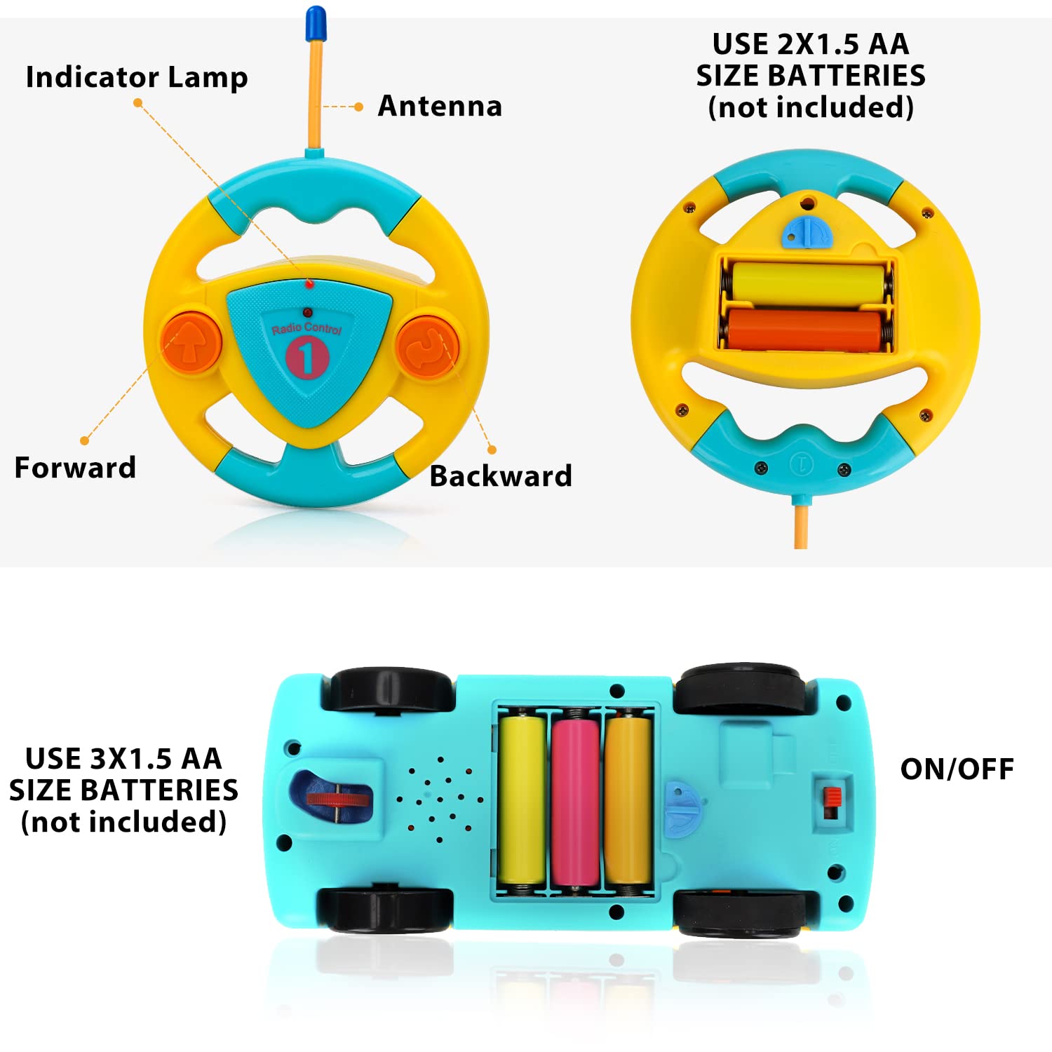 TOY Life Remote Control Cars for Toddlers Boys Girls 3-5 4-7, Toddler RC Car Toys Gifts for 2 Year Old Boys, Kids Baby Remote Control Bus Toy, School Bus Toys for Toddlers Kids 1-3, Race Car Toys