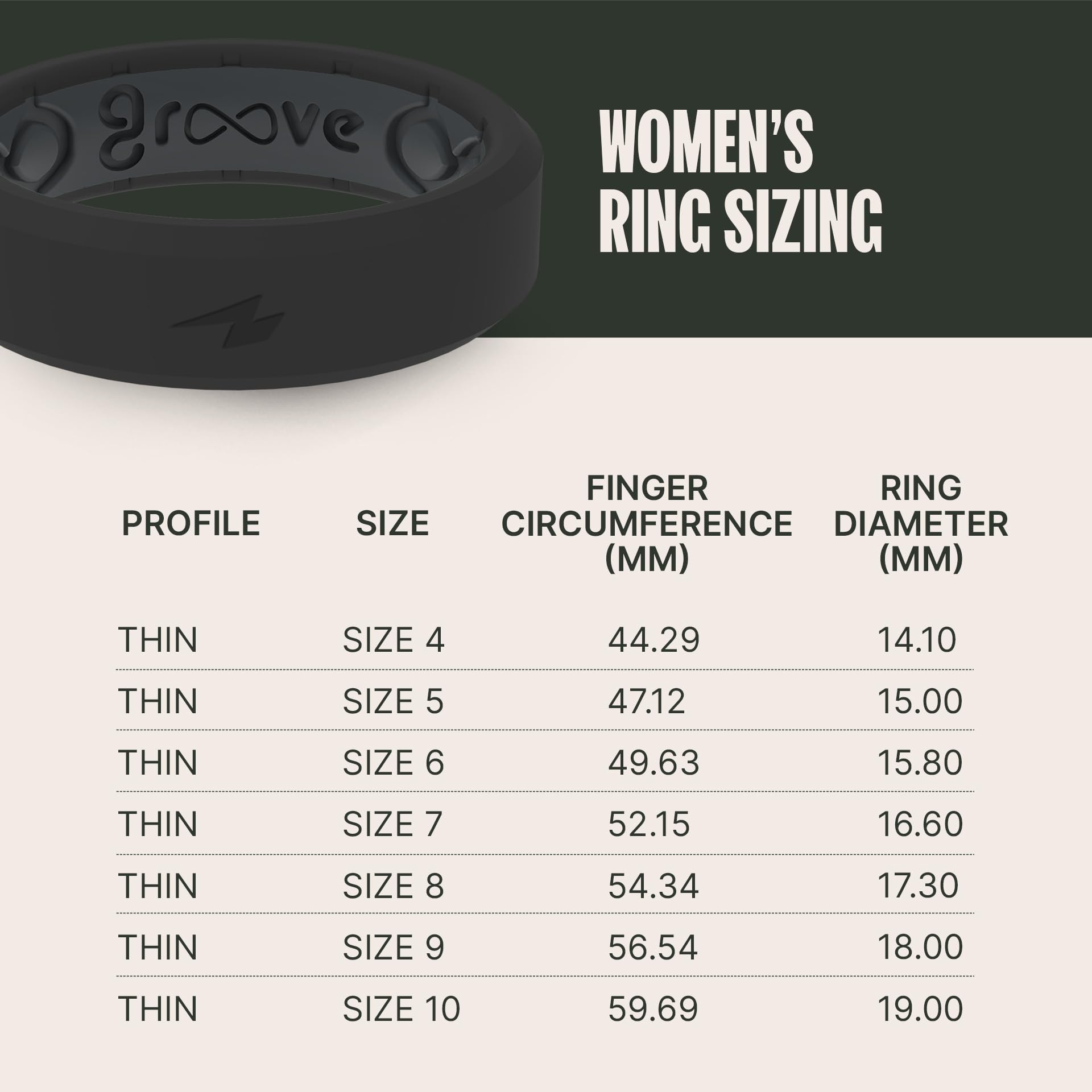 Groove Life Zeus Thin Midnight Black Silicone Ring Breathable Rubber Wedding Rings for Women, Lifetime Coverage, Unique Design, Comfort Fit Ring - Size 8