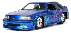 jada toys i love the 80’s 1:24 1989 ford mustang gt die-cast car, toys for kids and adults, blue