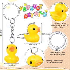 Plastic Duck Keychains Duck Party Favors Cute 3D Duck Chains Small Ducky Pendant Accessories for Birthday Party Baby Shower (Yellow, 96 Pack)