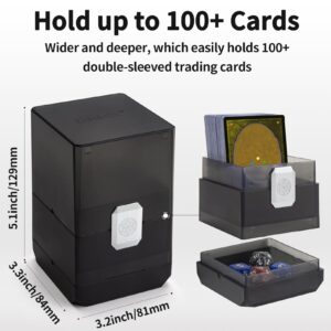 Sooez Heavy Duty MTG Deck Card Box with Dice Storage, 100+ Deck Case Boulder, Perfect Deck Holder for MTG Commander/YuGiOh/TCG and Sports Cards (Black)