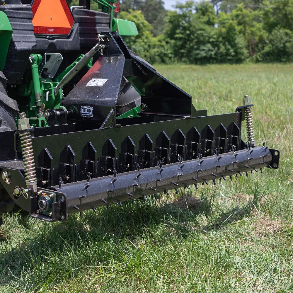 Titan Attachments 72in Soil Yard Pulverizer, Spiked Drum, Category 1 and 2, 3 Point, Quick Hitch Compatible