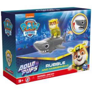 Paw Patrol, Aqua Pups Rubble and Hammerhead Action Figures Set, Kids Toys for Ages 3 and up