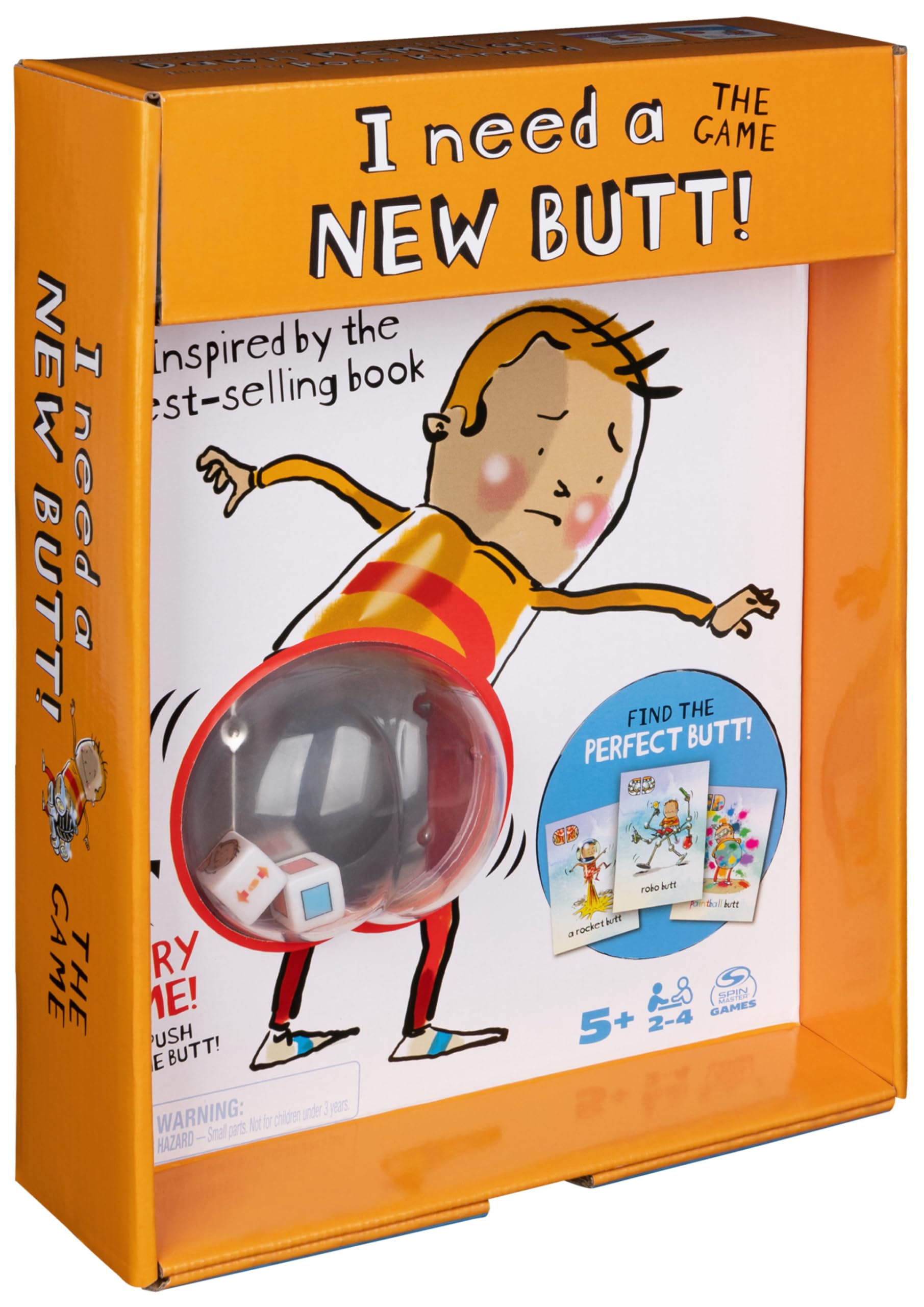 Spin Master Games I Need a New Butt! The Game, Based on The Book with Butt Popper and Butt Cheek Tiles Fun Game for Family Game Night, for Kids Ages 5 and up